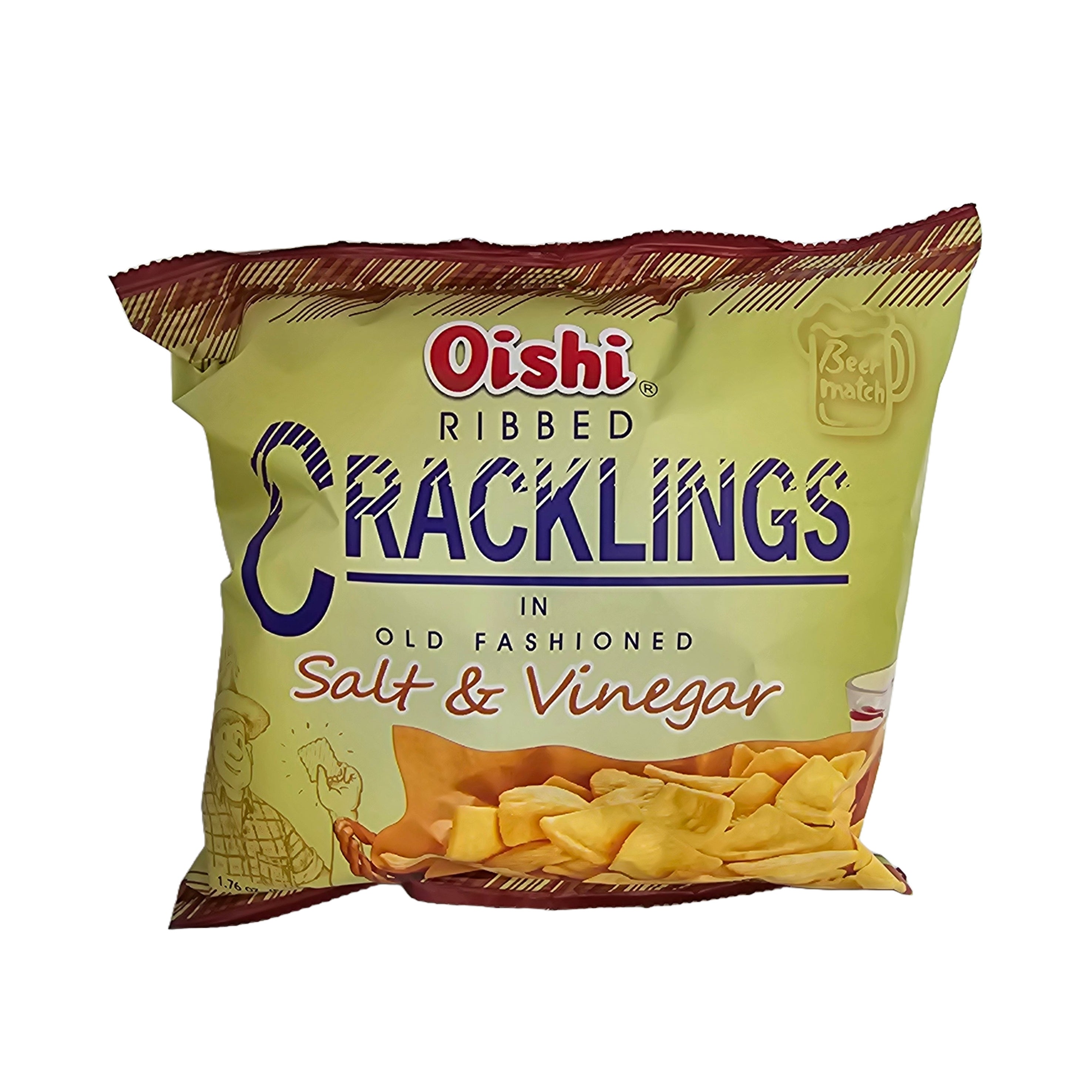 Oishi Ribbed Cracklings Salt & Vinegar (60g) | The Bangketa Grocer